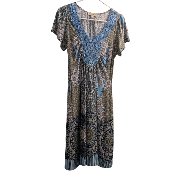 ONE WORLD | Dresses | One World Blue Floral Pattern Dress S | Poshmark